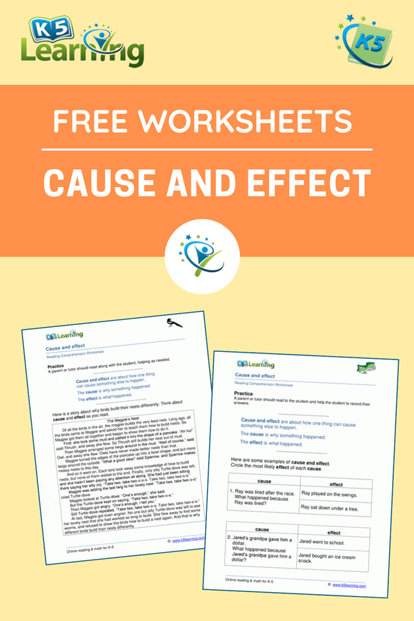 Cause And Effect Worksheet K5 Learning Cause And Effect Worksheet K5 Learning