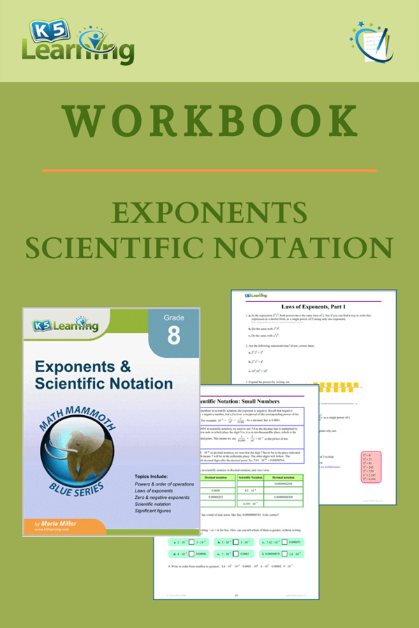 Exponents and Scientific Notation Workbook | K5 Learning