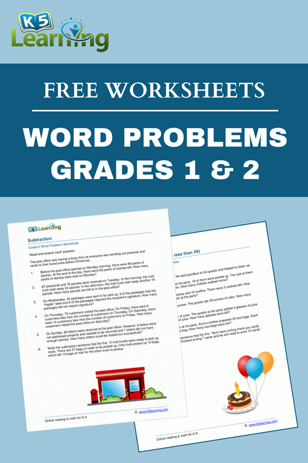 New Math Word Problems for Grade 1 and 2 Students | K5 Learning