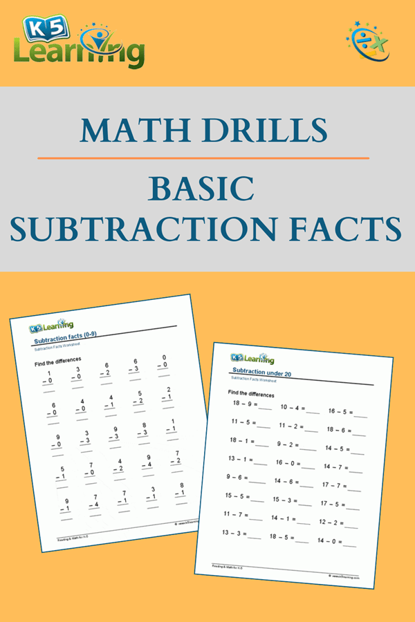 Basic Subtraction Math Drill Worksheets K5 Learning Basic Subtraction Math Drill Worksheets K5 Learning