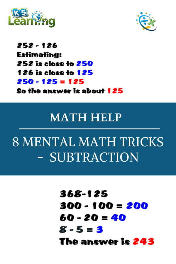 Using Mental Math Tricks Subtraction K5 Learning