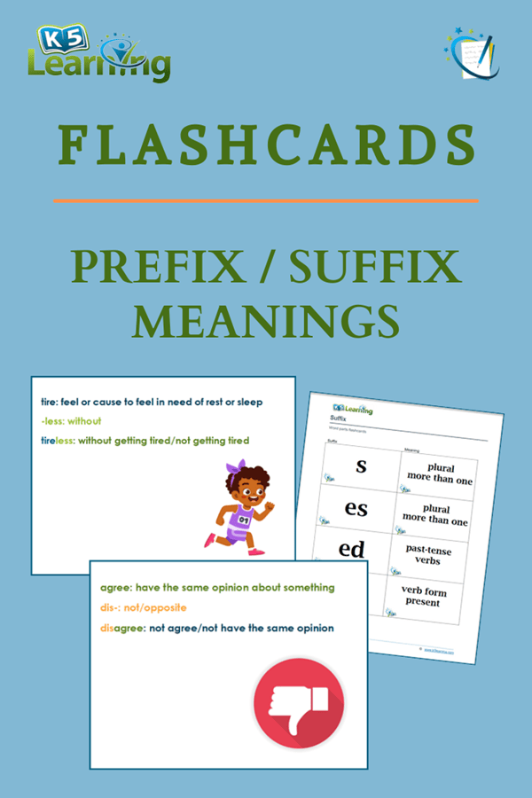 Prefix and Suffix Flashcards | K5 Learning