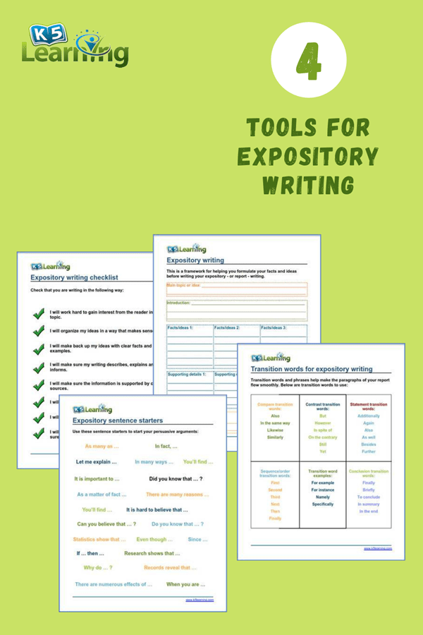 Tools for expository writing practice | K5 Learning