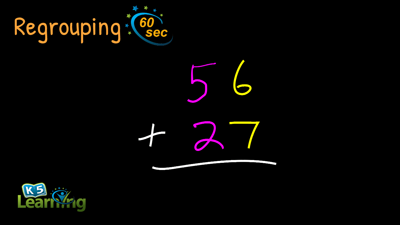 Addition with Regrouping (2-digits) Sample Problem | K5 Learning
