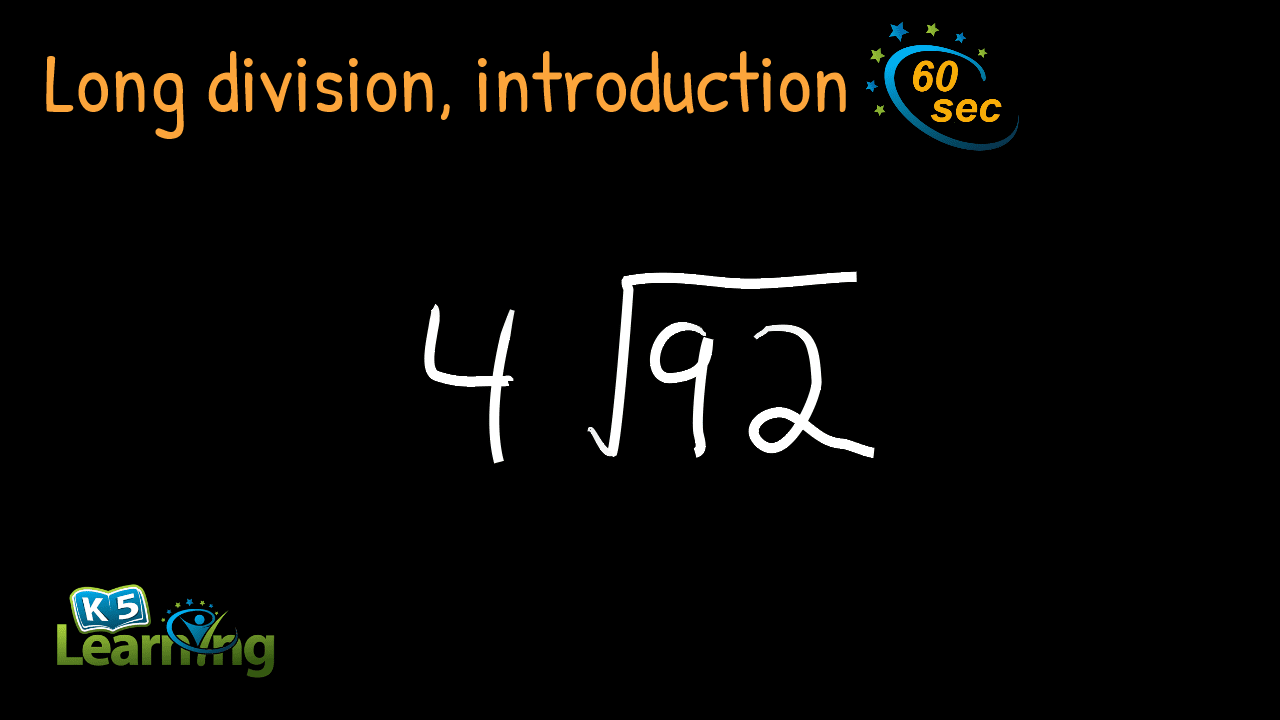 Long Division Intro Sample Problem K5 Learning