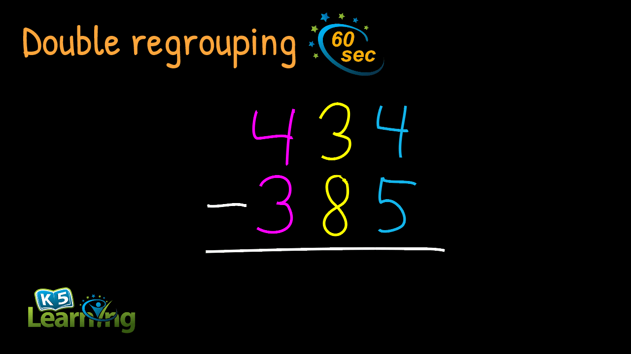 Subtraction with Two Regroupings Sample Problem | K5 Learning