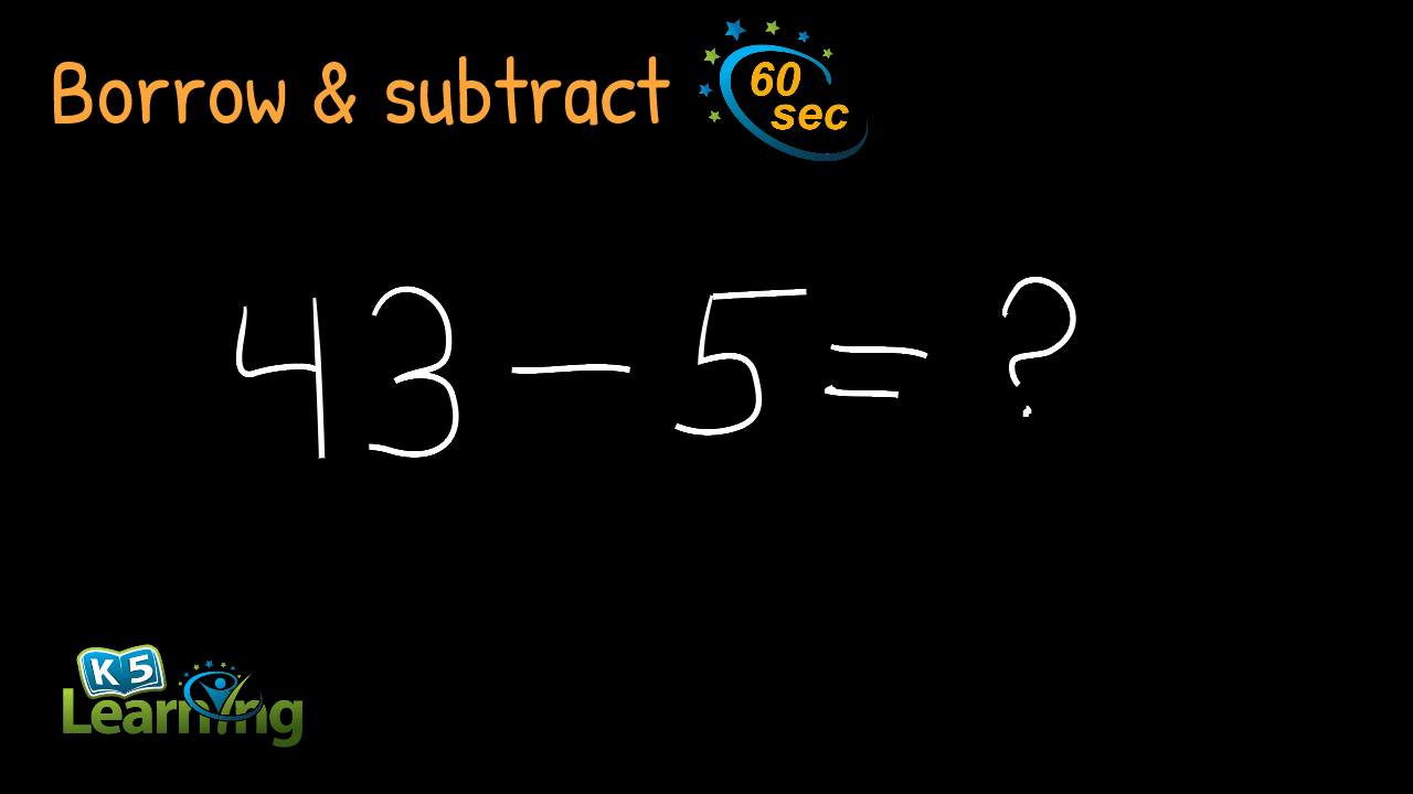 Subtraction With Borrowing Simple Sample Problem K5 Learning