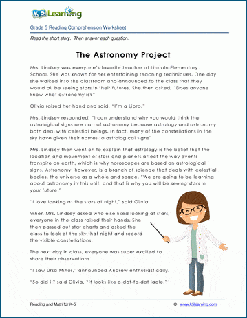Free printable fifth grade reading comprehension worksheets | K5 Learning