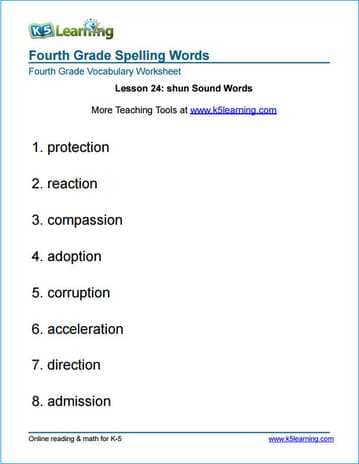 Fourth Grade Spelling Words | K5 Learning