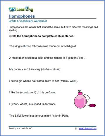 grade 5 homophones | K5 Learning